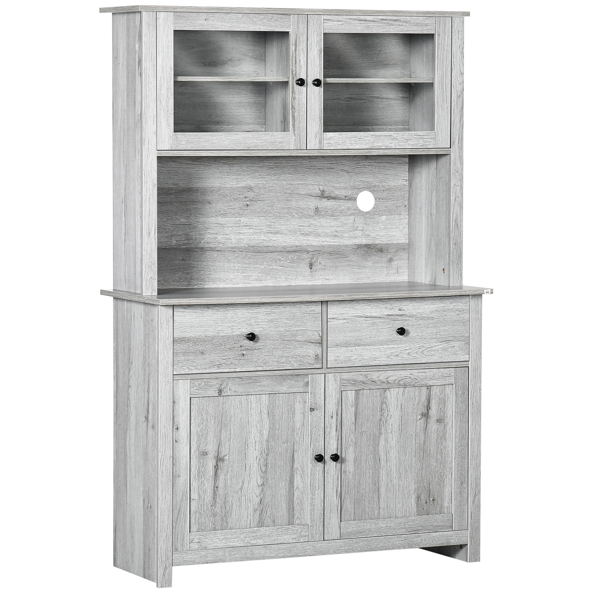HOMCOM 63.5" Kitchen Buffet with Hutch, Pantry Storage Cabinet with 4 ...