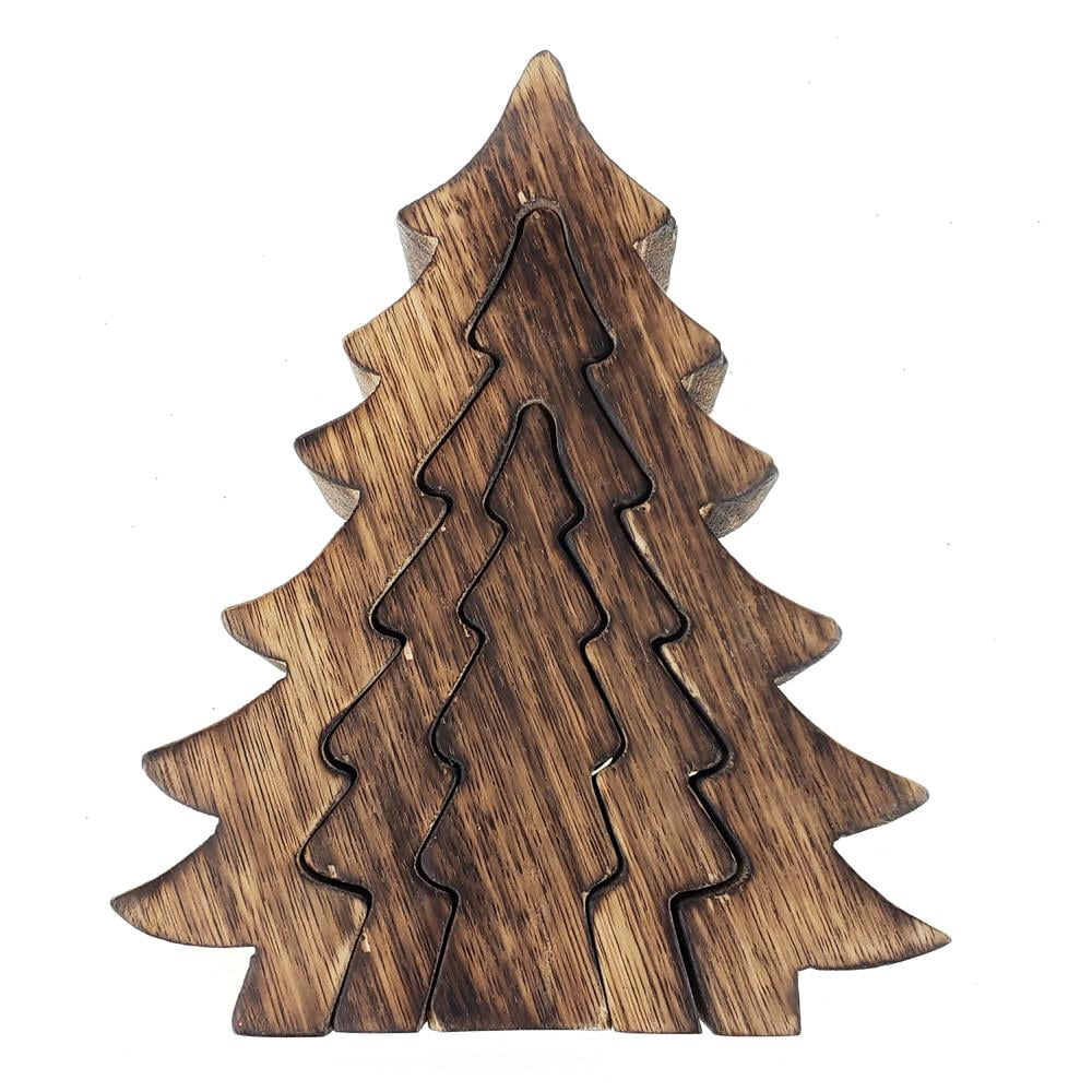 Wooden Nested Christmas Tree Puzzle, Brown, 7-3/4-Inch - Walmart.com ...