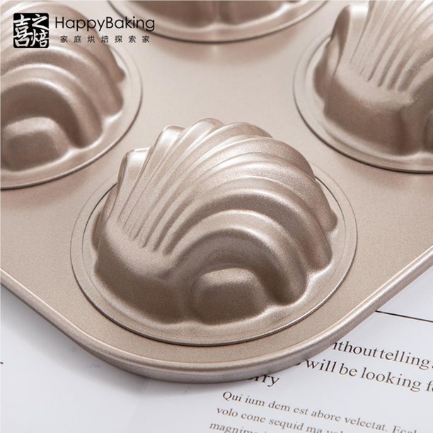 4 Cavities Baking Pan Shell-Shaped Cupcake Baking Tin Non-Stick Carbon ...
