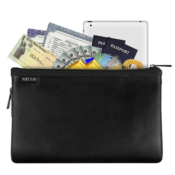Small Fireproof Money Bag Fire and Water Resistant Expandable Document ...