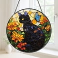 Black Cat Window Glass Suncatcher Ornament, Peaceful Pet Light Catcher ...