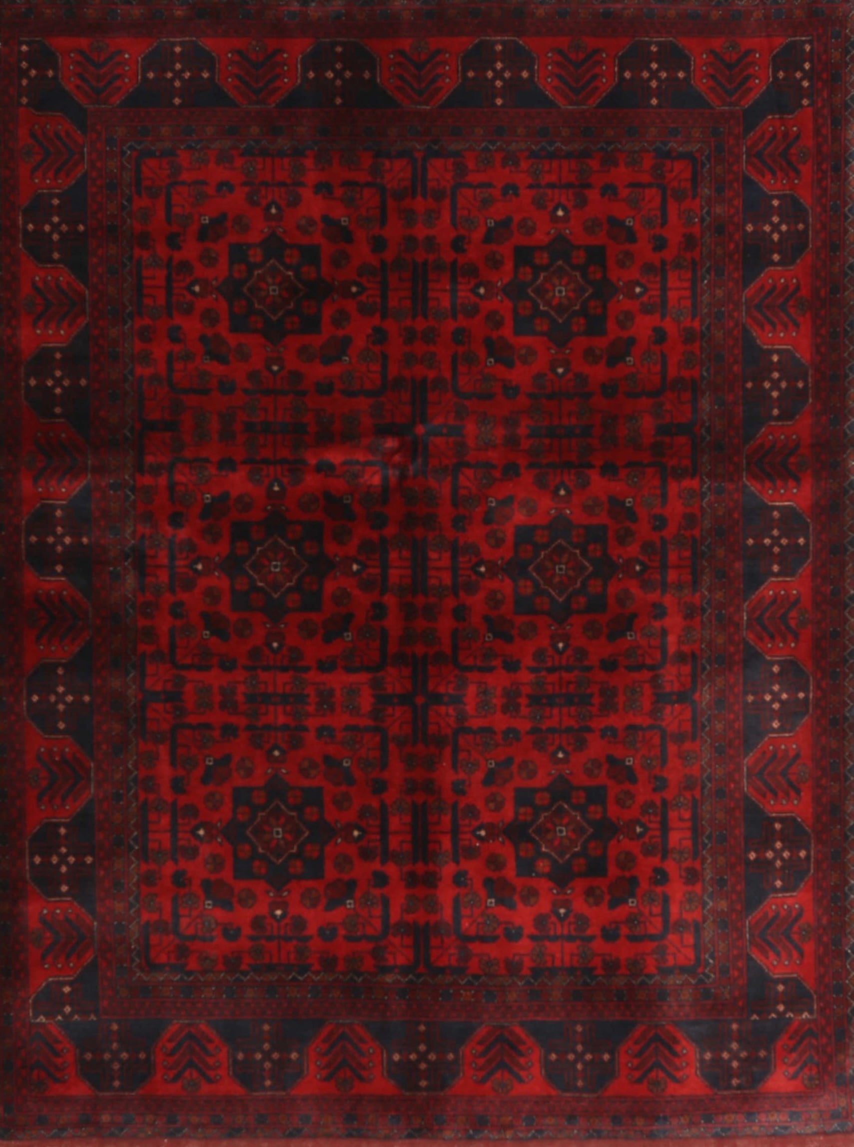 Ahgly Company Machine Washable Indoor Rectangle Traditional Night Red ...
