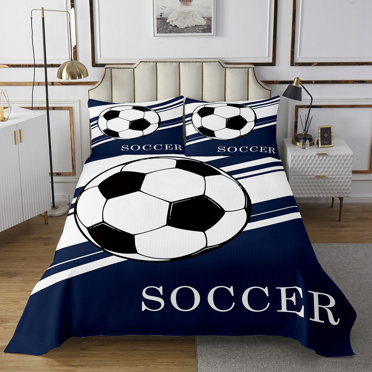 Click here for Erosebridal Soccer Bedspread Twin Size Football Co... prices