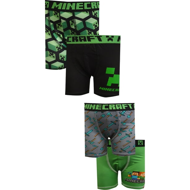 BioWorld Merchandising Boys' Minecraft Creeper 4 Pack Boxer Briefs (8 ...