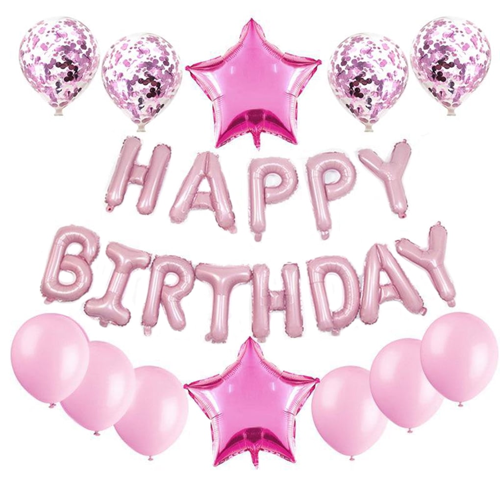 Worallymy Birthday Aluminum Film Balloons Set Happy Birthday Party Star ...