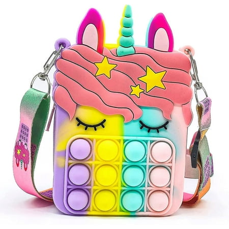 Rainbow Unicorn Fidget Bubble Poppers Crossbody Shoulder BagRainbow ...