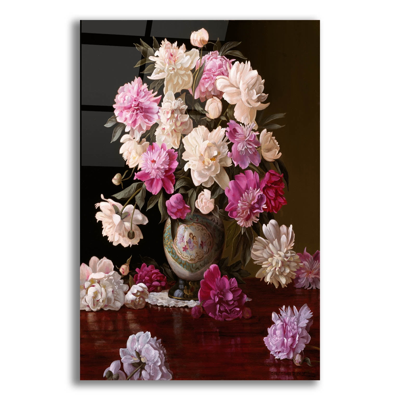 Epic Art 'Peonies In A Japanese Vase' by Christopher Pierce, Acrylic ...