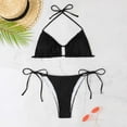 Glisme Swimsuits For Women Multi Color Split Strappy Bikini Set Black ...