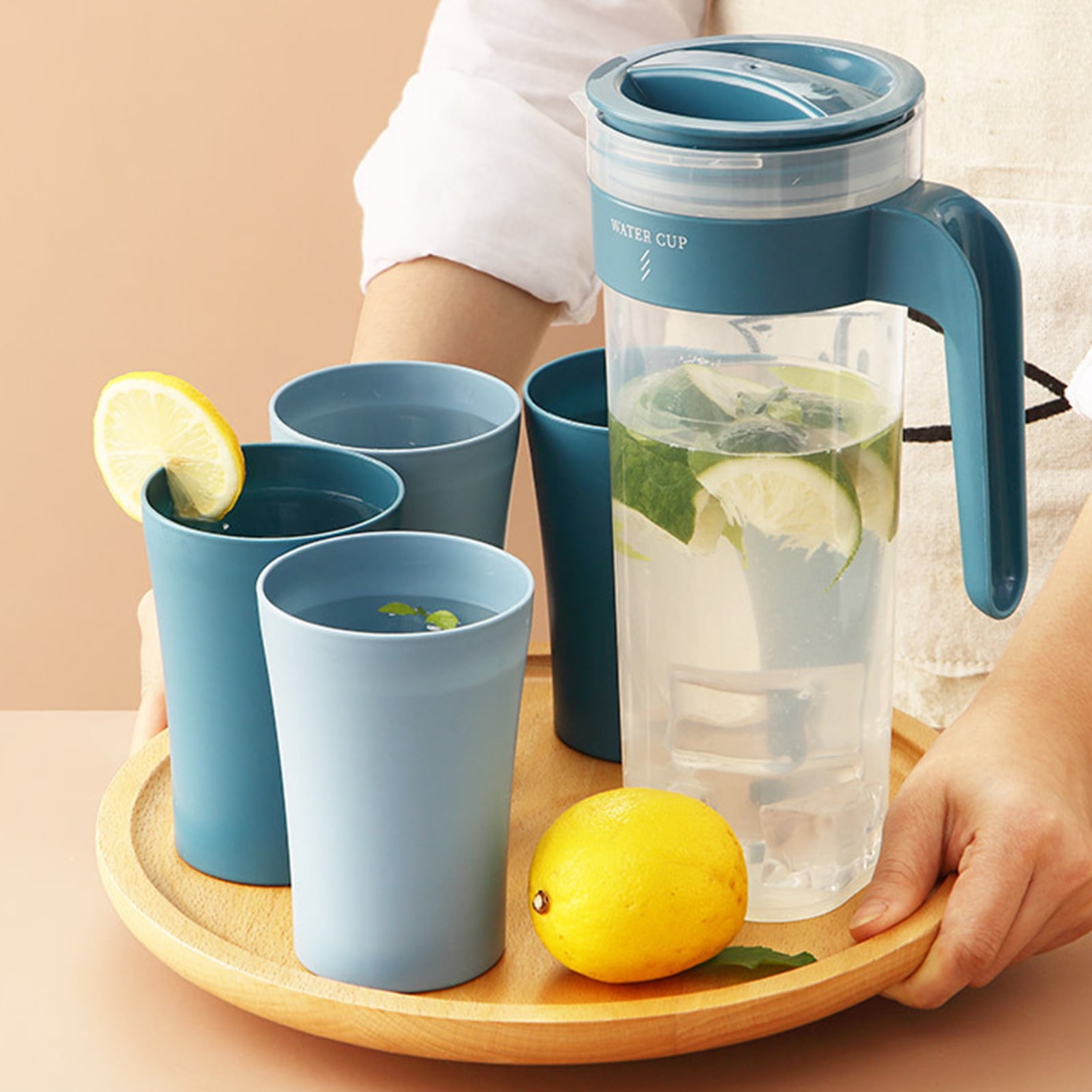 Travelwant 1000ml Plastic Pitcher, Water Pitcher with Lid ,Iced Tea ...
