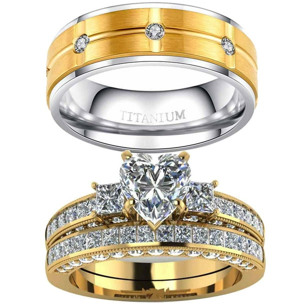 Couples Rings Set Gold