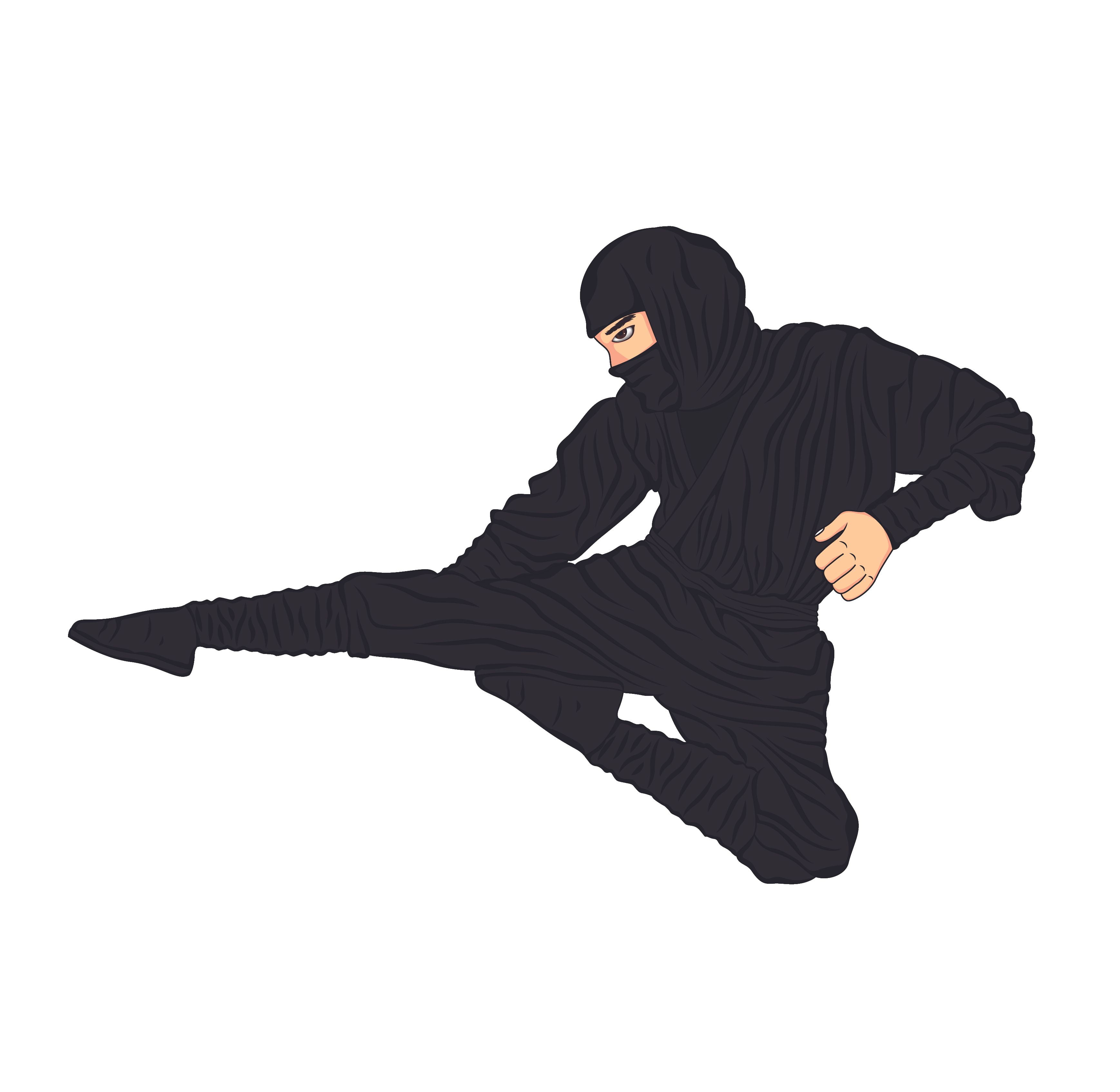 Karate Cartoon Flying Kick