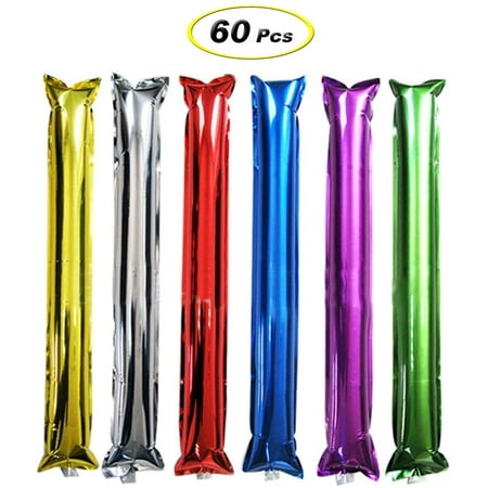 60 Pcs Foil Bam Bam Thunder Sticks, Long Balloon Inflatable Cheer ...