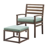Walker Edison Acacia Wood Outdoor Patio Chair & Pull Out Ottoman - Dark ...