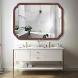WallBeyond Wood Rustic Rounded Corner Vanity Mirror for Wall Mounted ...
