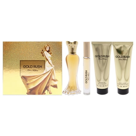 Gold Rush by Paris Hilton for Women - 4 Pc Gift Set 3.4oz EDP Spray, 0.20oz EDP Rollerball, 3oz ...