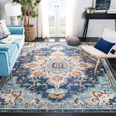 SAFAVIEH Madison Dalia Vintage Traditional Area Rug, Blue/Light Blue, 9 ...