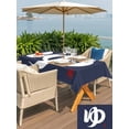 Blue Text Rectangle Outdoor Tablecloth with Umbrella Hole Vintage ...