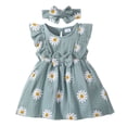 Angala Girls Dresses Crew Neck A Line Dresses With Bow Tie And Headband ...