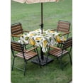 Lemons Square Outdoor Tablecloth with Umbrella Hole Watercolor Summer ...