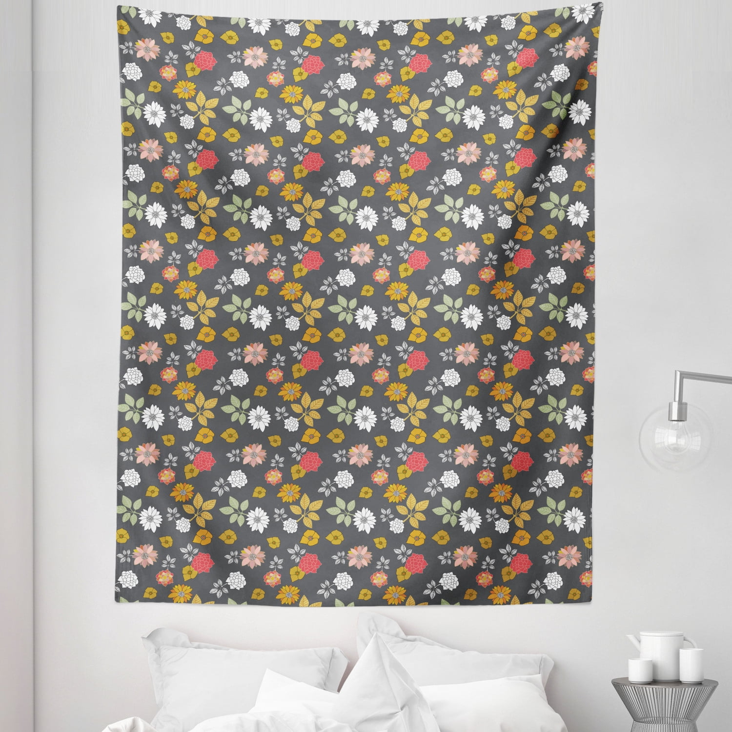 Floral Tapestry, Pattern with Blooming Japanese Flowers in Many Colors ...