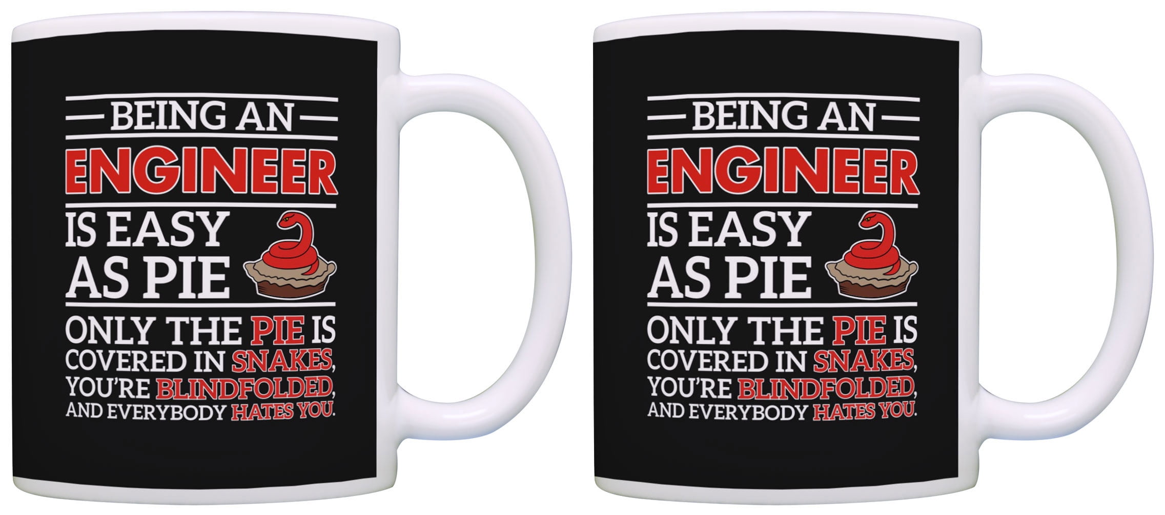 ThisWear Engineer Gifts Being an Engineer is Easy as Pie Funny Gag 11 ounce 2 Pack Coffee Mugs ...