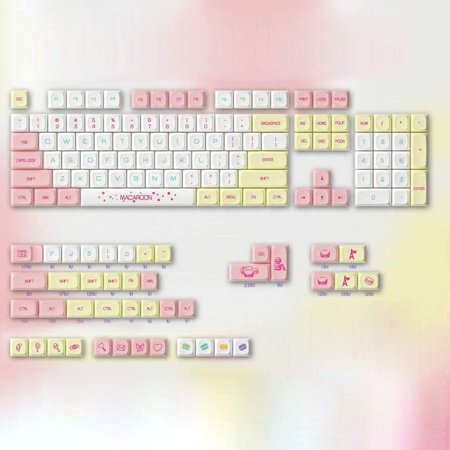 Macaron Style PBT Dye sub Keycaps with Puller for 61/64/87/96/104 Keys ...