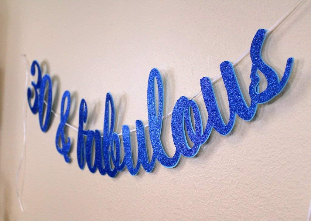 All About Details 30 & Fabulous Cursive Banner (Blue) - Walmart.com