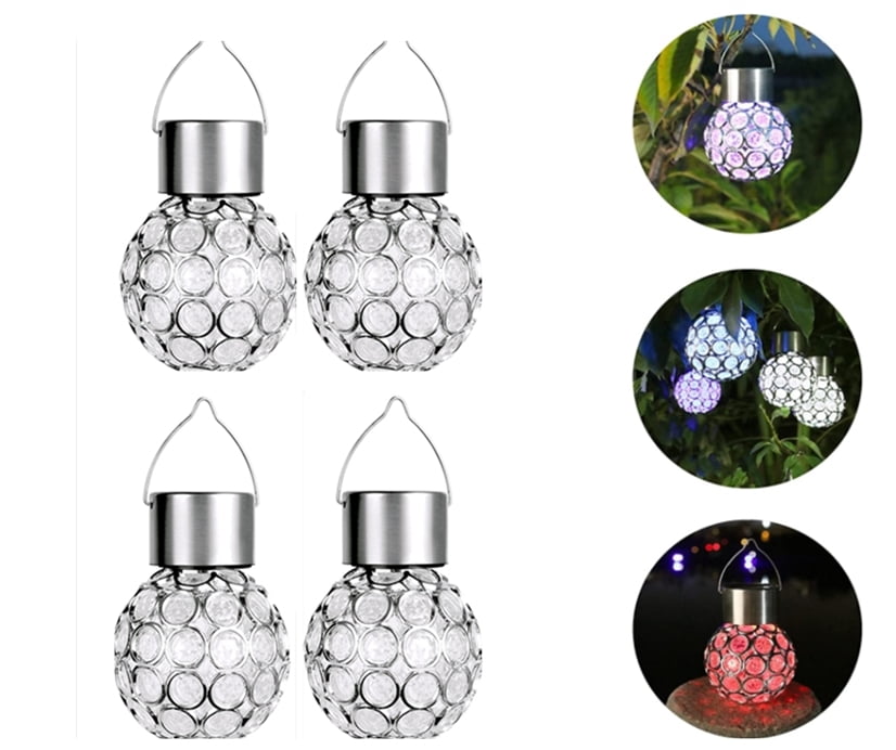 4 Pack Hanging Solar Lights Solar Garden Lights Colour Changing Light ...