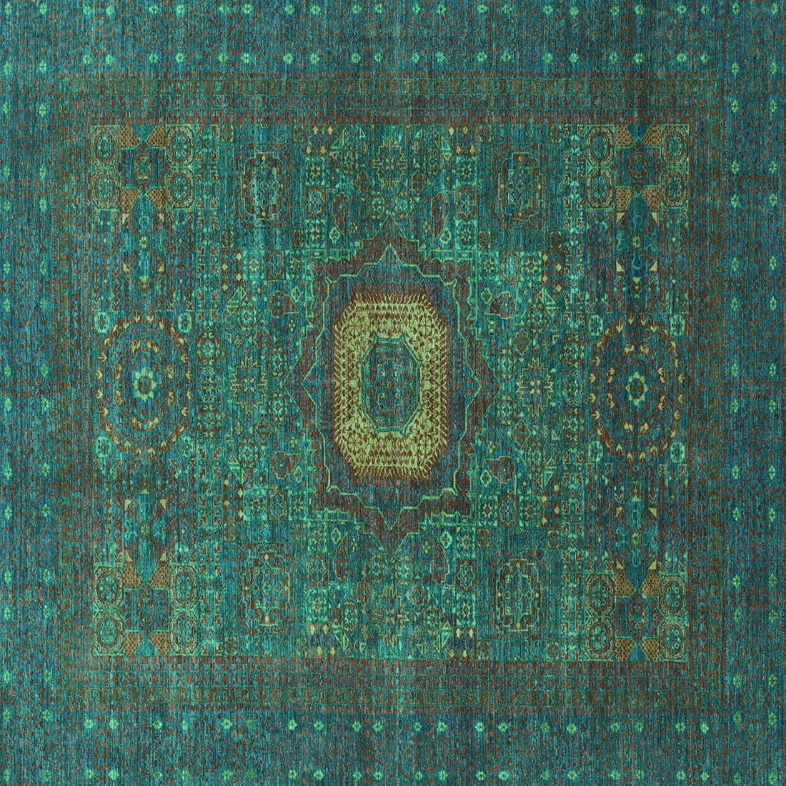 Ahgly Company Indoor Square Oriental Turquoise Blue Modern Area Rugs, 5 ...