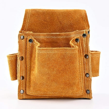Carpenter's Waist Bag, Premium Leather Tool Belts With 2 Hammer Holders ...