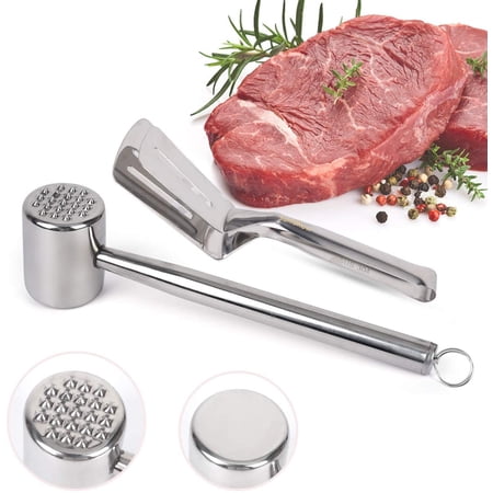 Meat Tenderizer and Food Clips Set - Stainless Steel Meat tenderizer ...