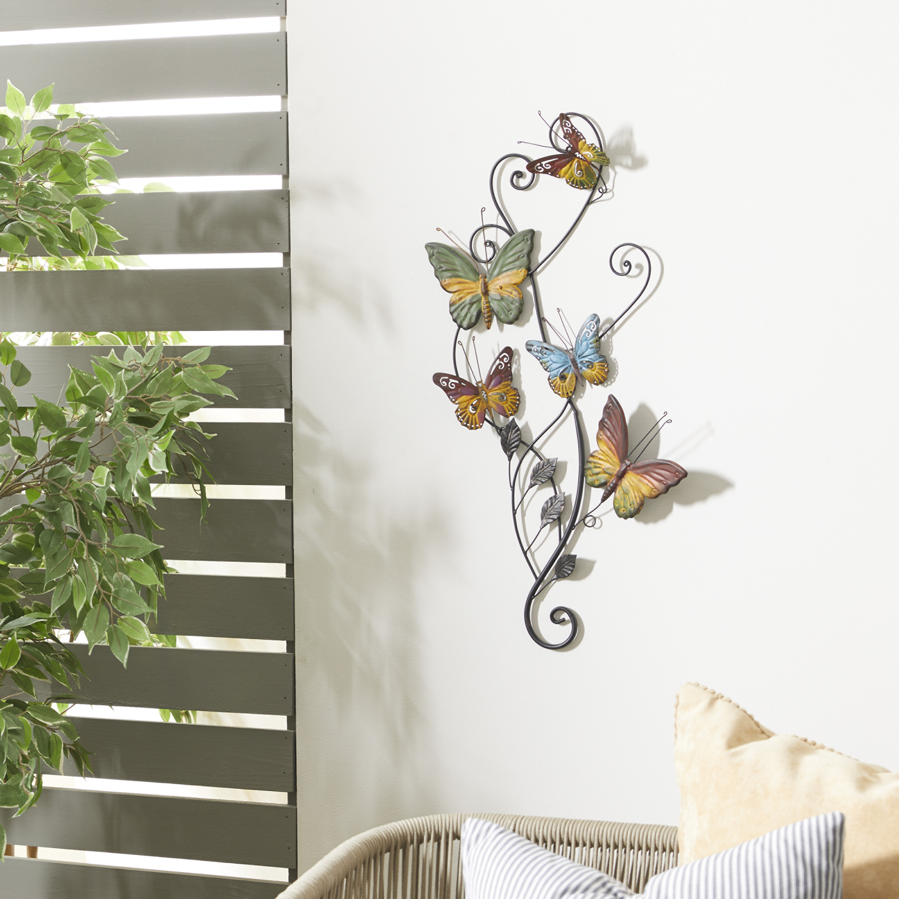 DecMode Multi Colored Metal Indoor Outdoor Butterfly Wall Decor with ...