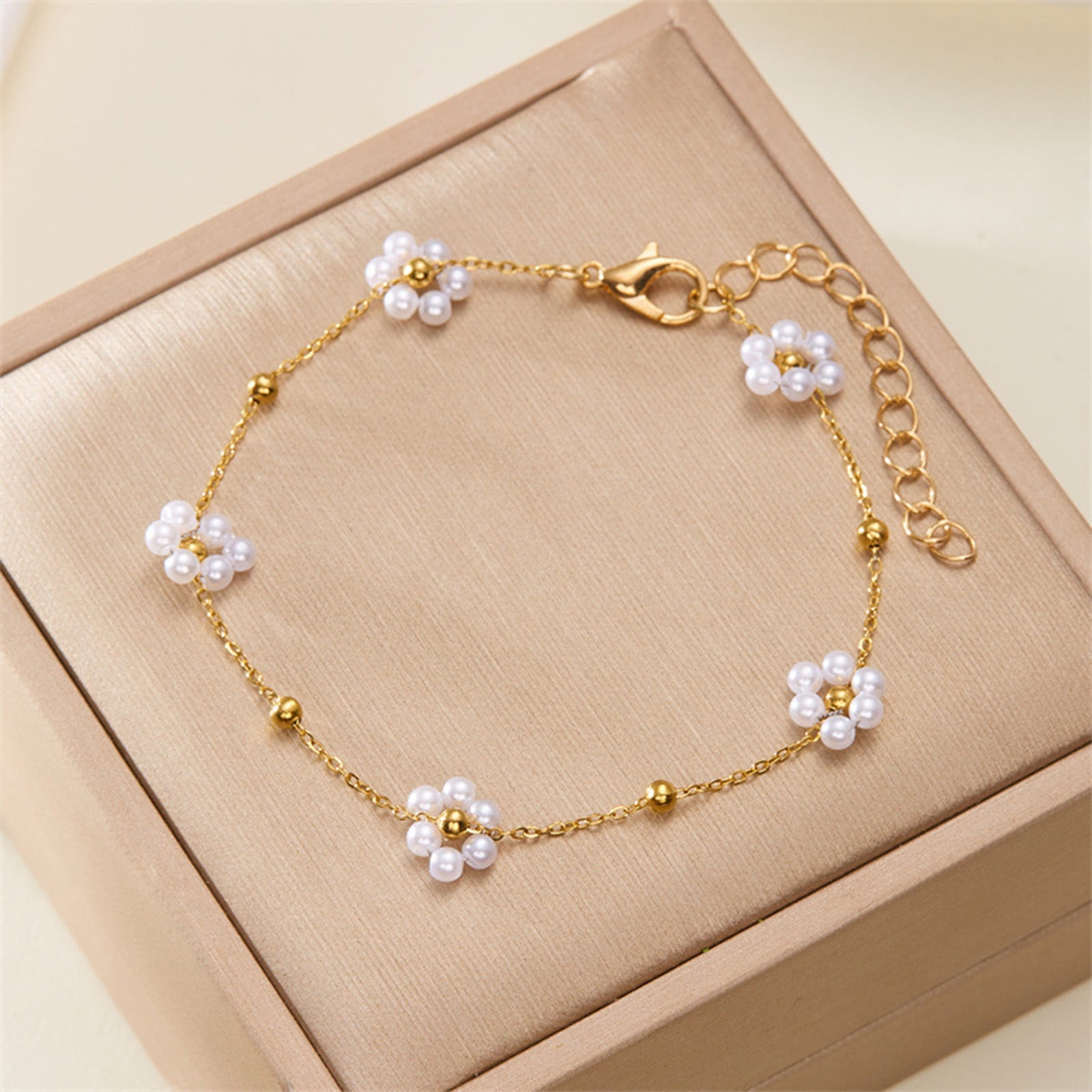 Click here for Usloyux Under $5 Pearl Flower Bracelet For Women... prices