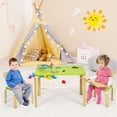 Topbuy 3-Piece Kids Wooden Table Chairs Set Children Activity Desk ...