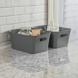 Mainstays Set of (2) Small Bins, Open Plastic Storage Containers ...