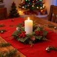 B Christmas Candle Ring Wreath With Simulated Flowers For Table ...