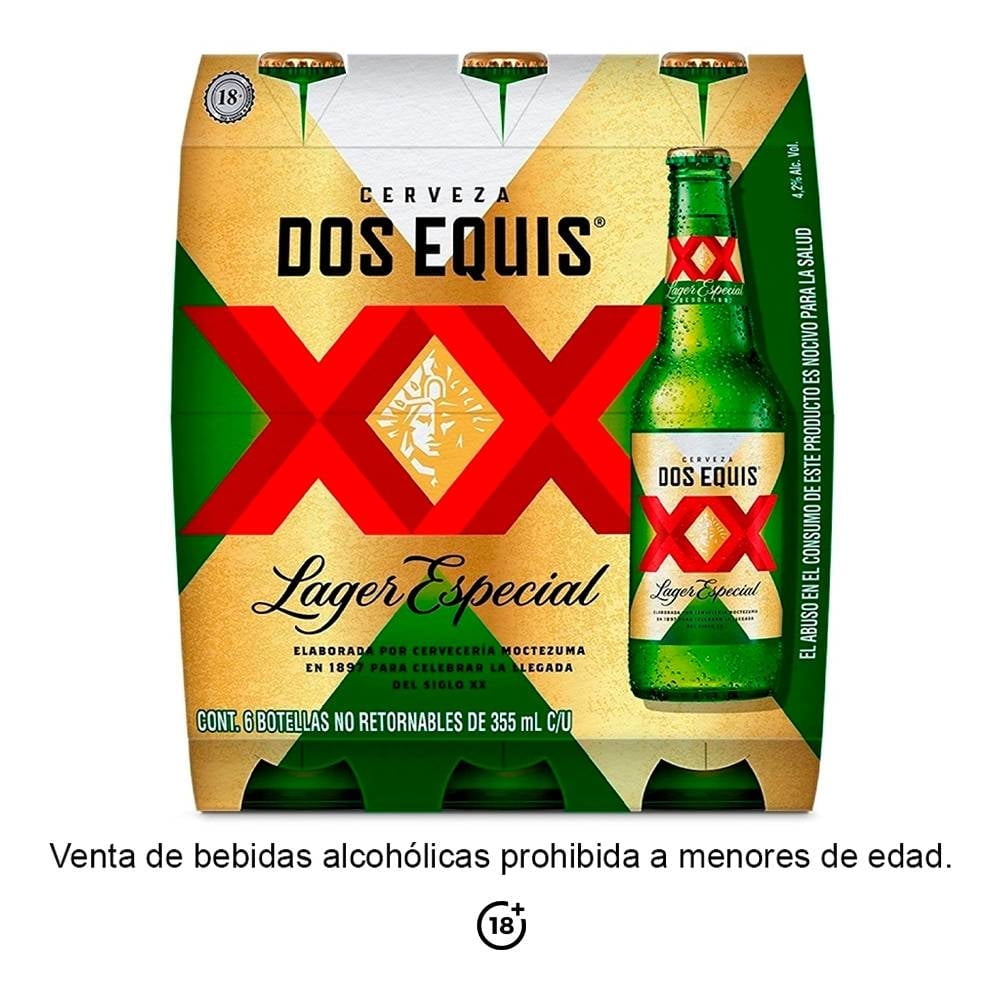 Cerveza clara Dos Equis lager special 6 botellas de 355 ml c/u | Walmart en línea