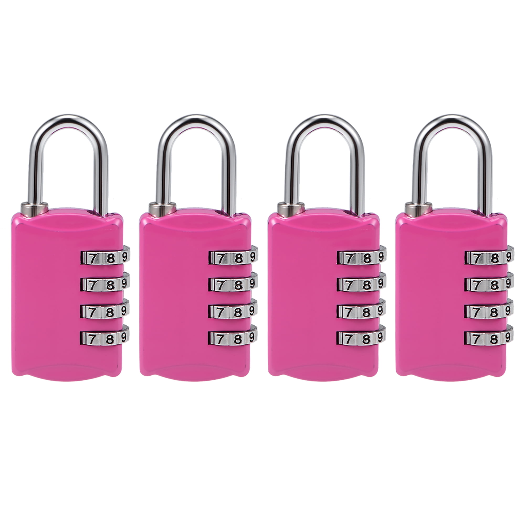 4 Digit Combination Padlock, 4mm Steel Shackle Code Padlocks Rose Red ...