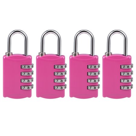 4 Digit Combination Padlock, 4mm Steel Shackle Code Padlocks Rose Red ...