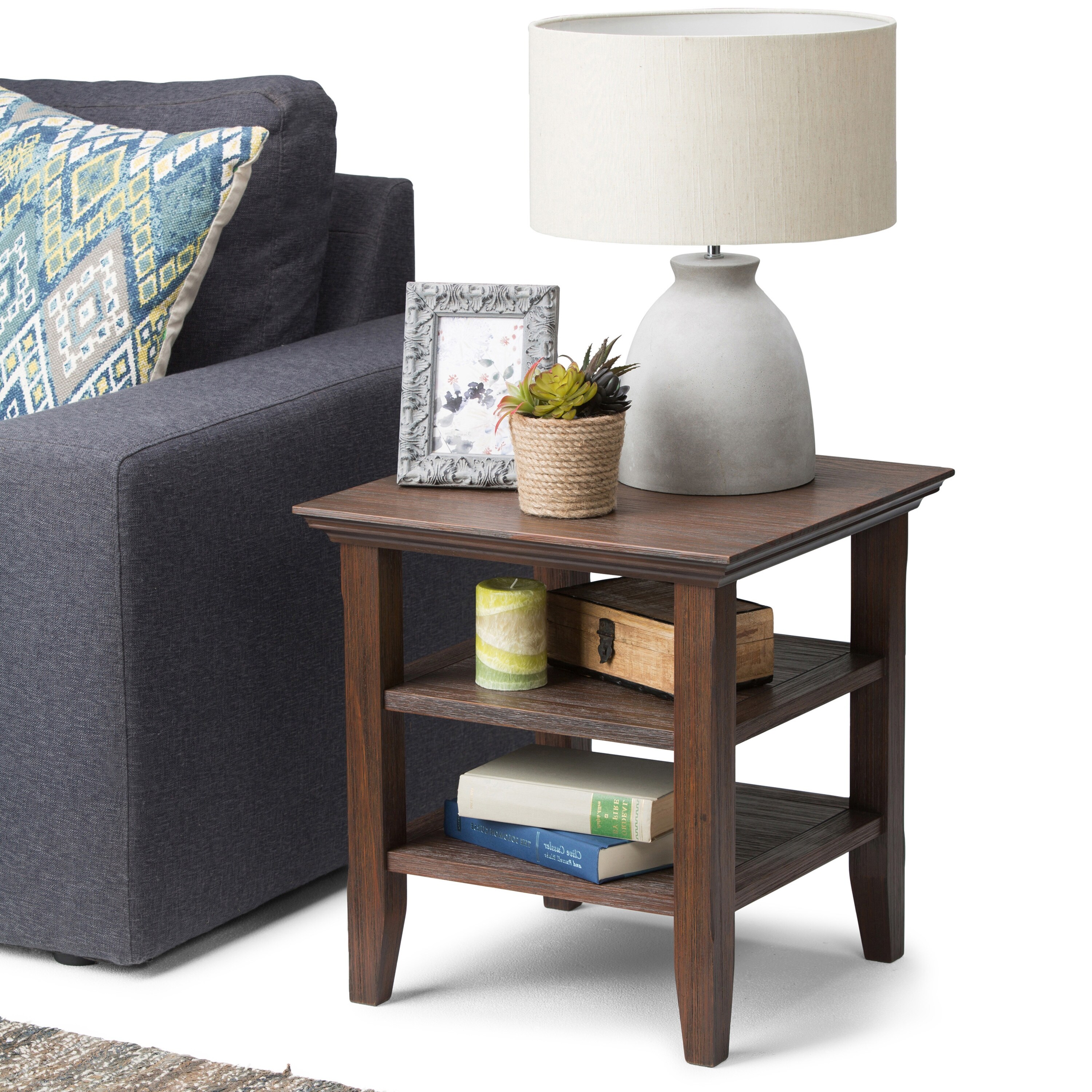 WyndenHall Normandy Solid Wood Square Transitional End Table - 19 inch ...