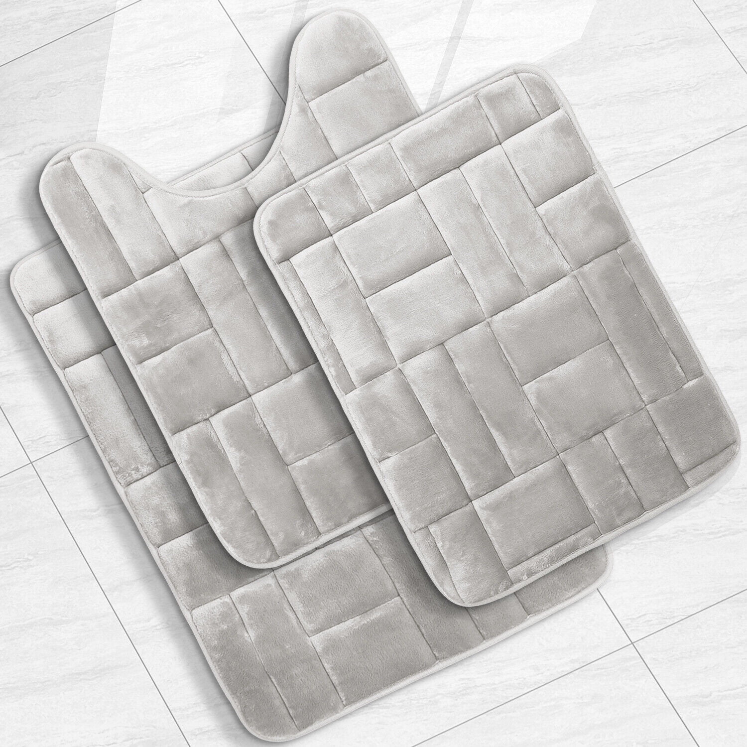 3pcs Bathroom Rugs Set Velvet Memory Foam Bathroom Rug Ultra Soft Bath ...