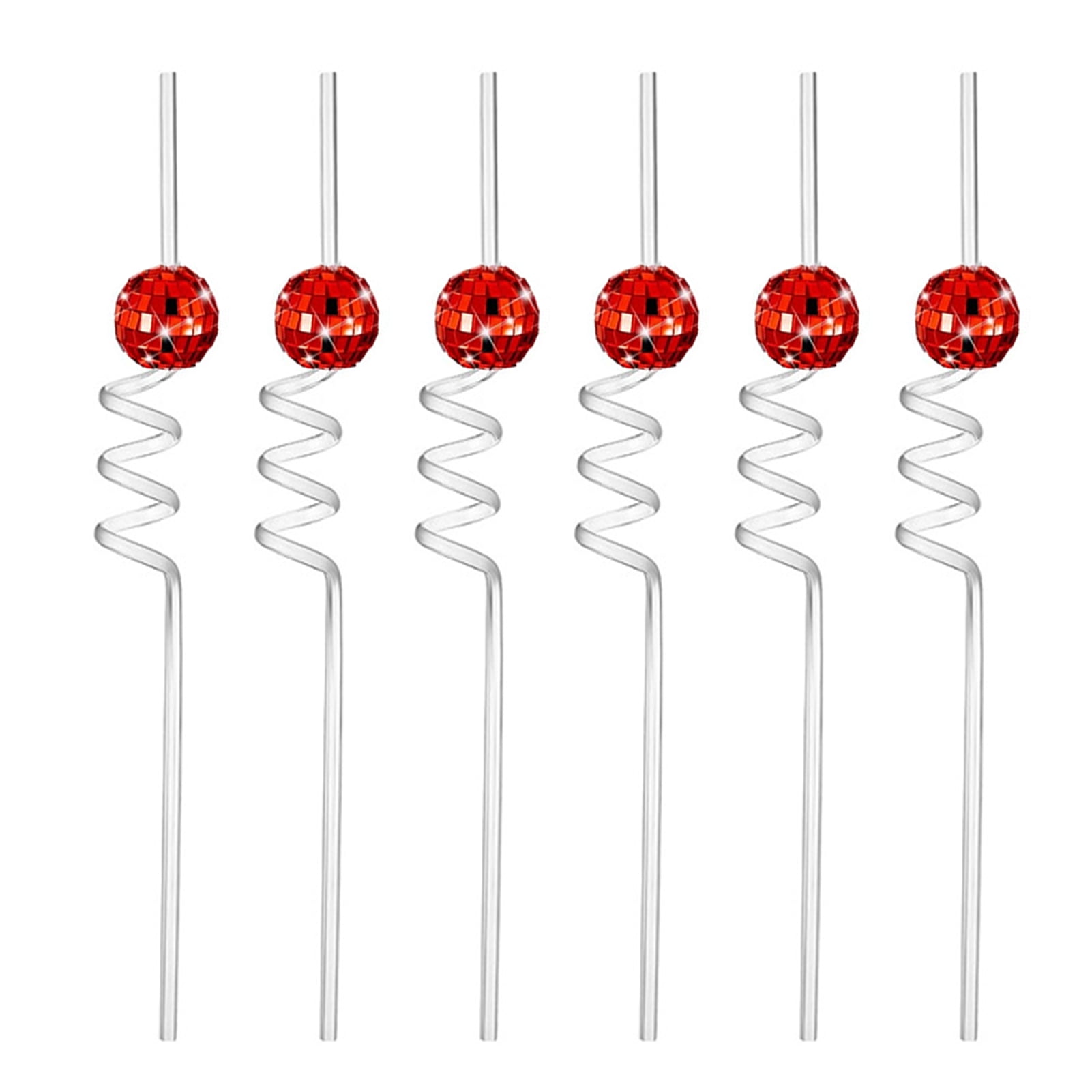 DISHAN Shiny Ball Decor Drinking Straws - 6Pcs, Food Grade, BPA Free ...
