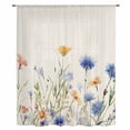 Blue Yellow Pink Spring Floral Sheer Curtains 63 Inch Length,Light ...