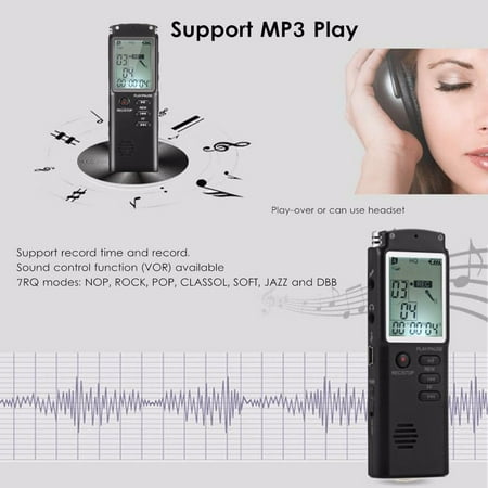 8GB Digital Audio Sound Recorder Voice Activated Lecture Meeting ...