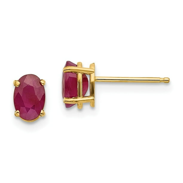 Primal Gold 14 Karat Yellow Gold 6x4 Oval July Ruby Post Earrings - Walmart.com