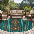Boho Geometric 8FT Round Area Rugs for Living Room Retro Tribal Ethnic ...