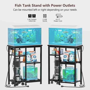 ModFusion 10-20-37 Gallon Fish Tank Stand with Power Outlets, 3-Tier ...