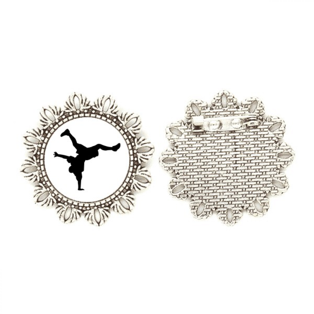 Handstand Breaking Dancer Sports Silver Flower Brooch Hook Pin ...