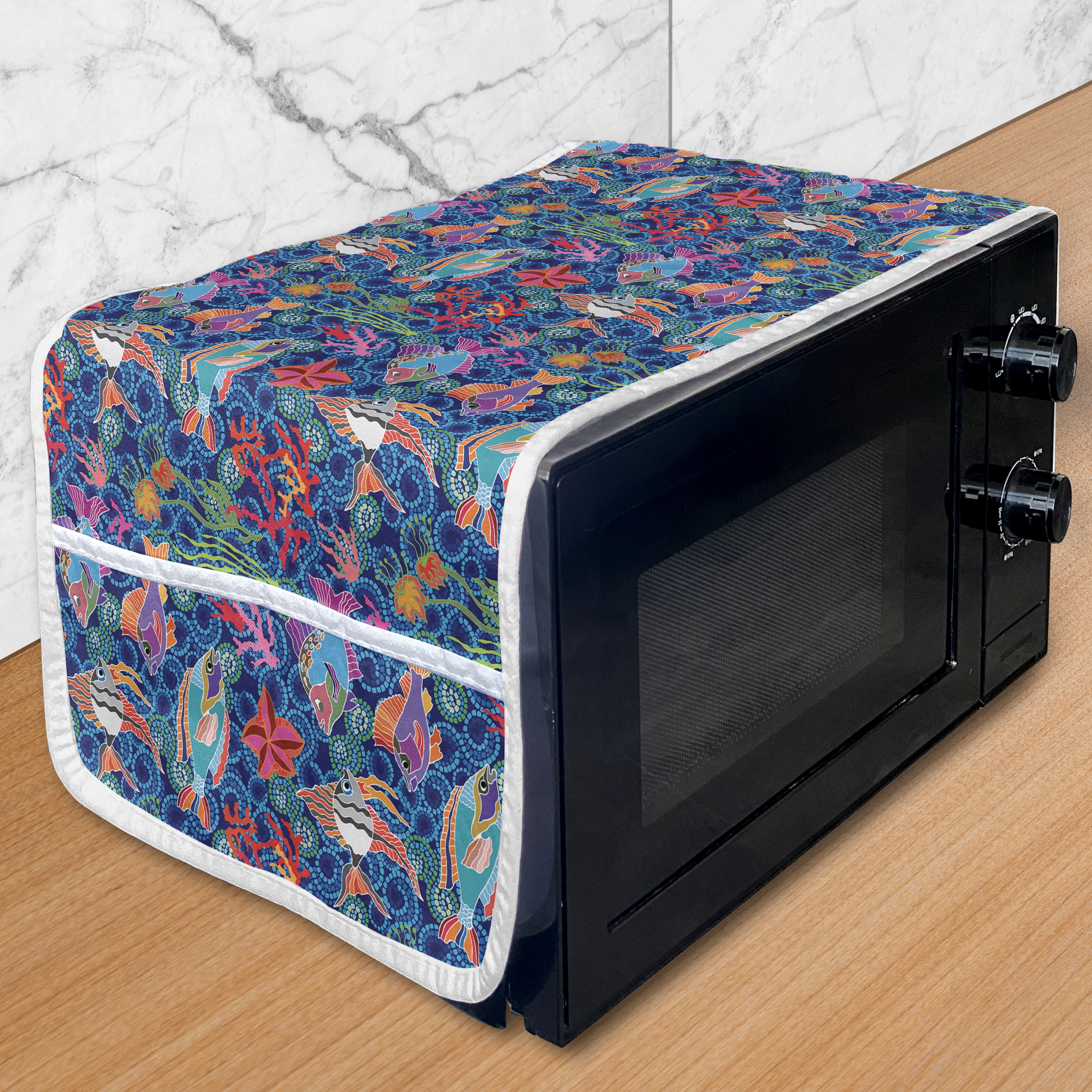 Marine Microwave Oven Cover, Underwater Theme Exotic Fishes in Tropical ...
