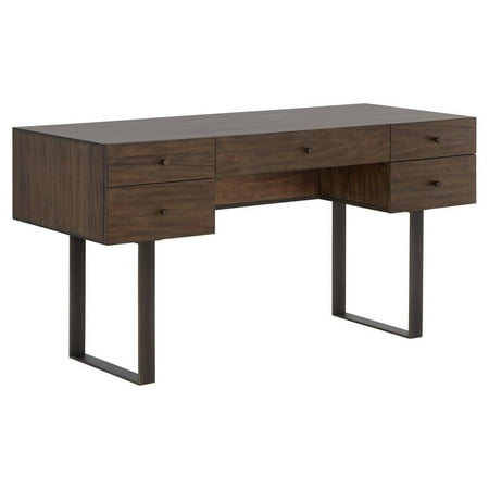 Sunpan Bradbury 60" Modern Wood Desk with Antique Bronze Iron Frame in ...